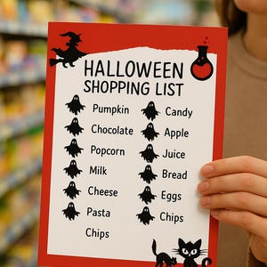 Halloween Shopping List Printable | Cute Ghost & Witch Theme Grocery ...