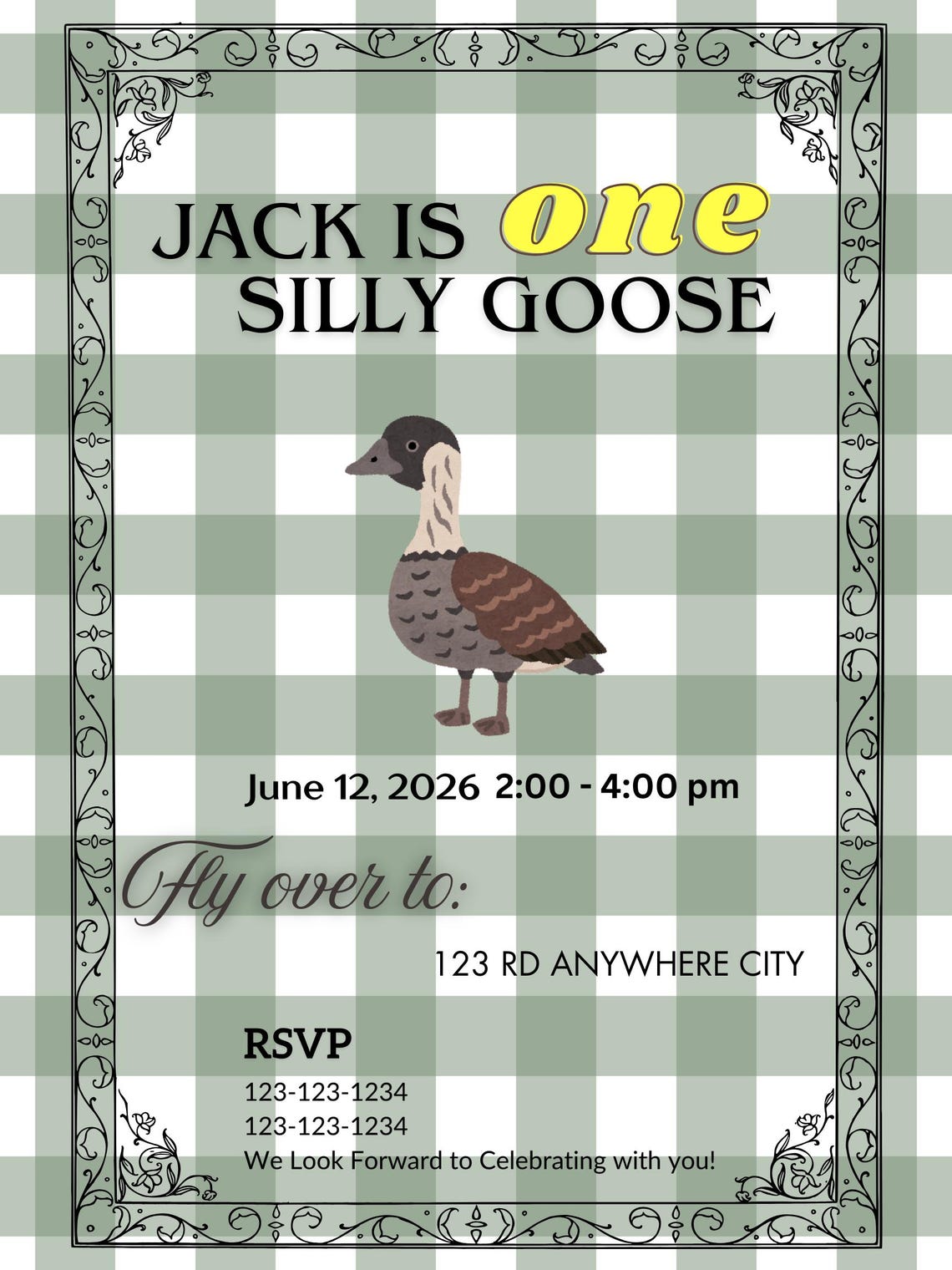 ONE Silly Goose Kid Invitation - Etsy