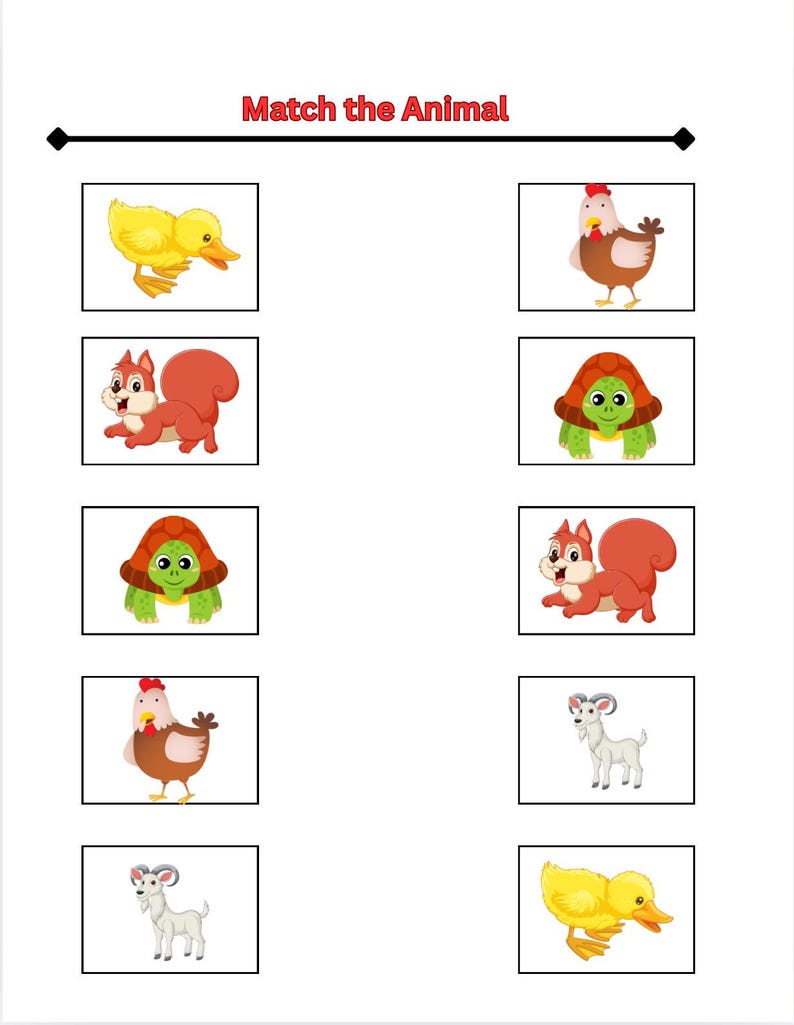 Preschool Matching Worksheets Bundle | Learn Counting, Colors & Animals ...