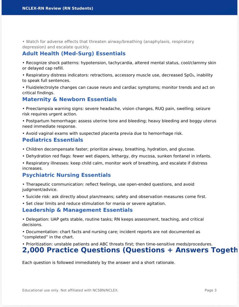 NCLEX-RN Review PDF | 2026 Edition | 2,000 Q&A - Etsy Australia