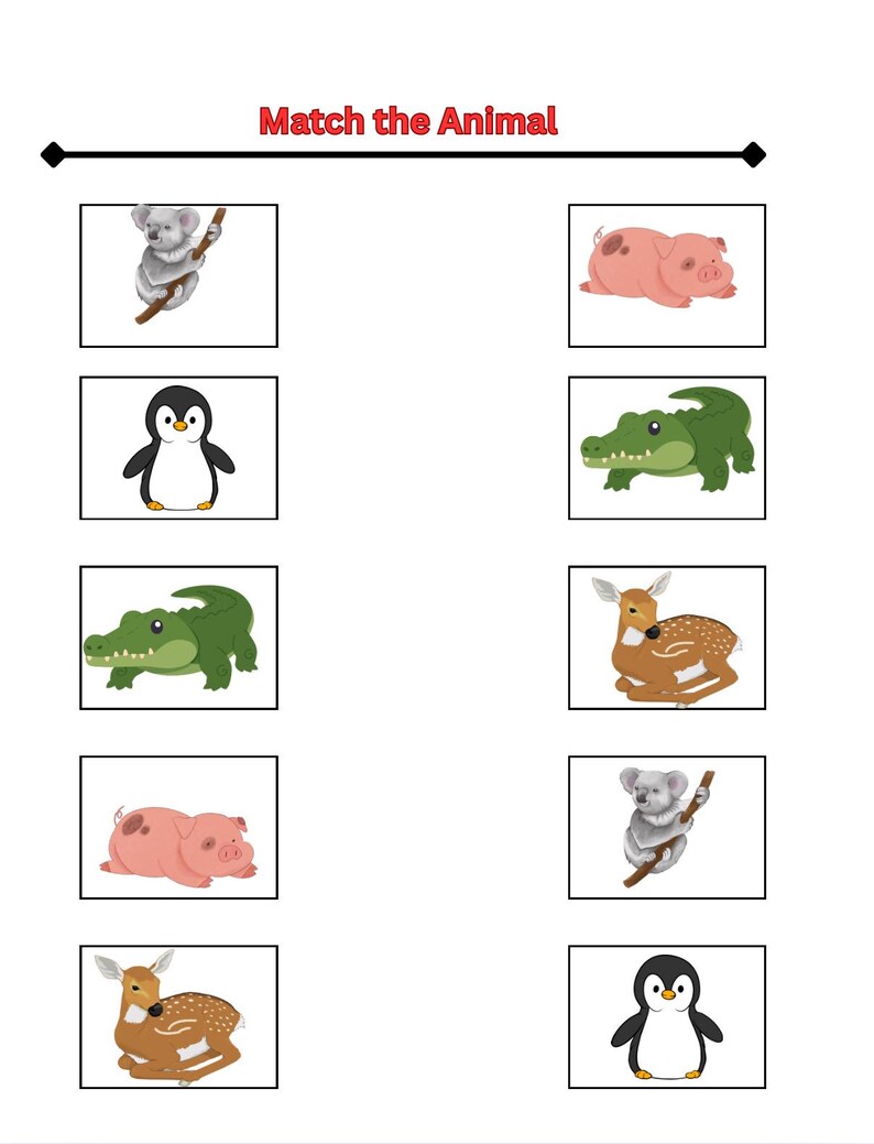 Preschool Matching Worksheets Bundle | Learn Counting, Colors & Animals ...