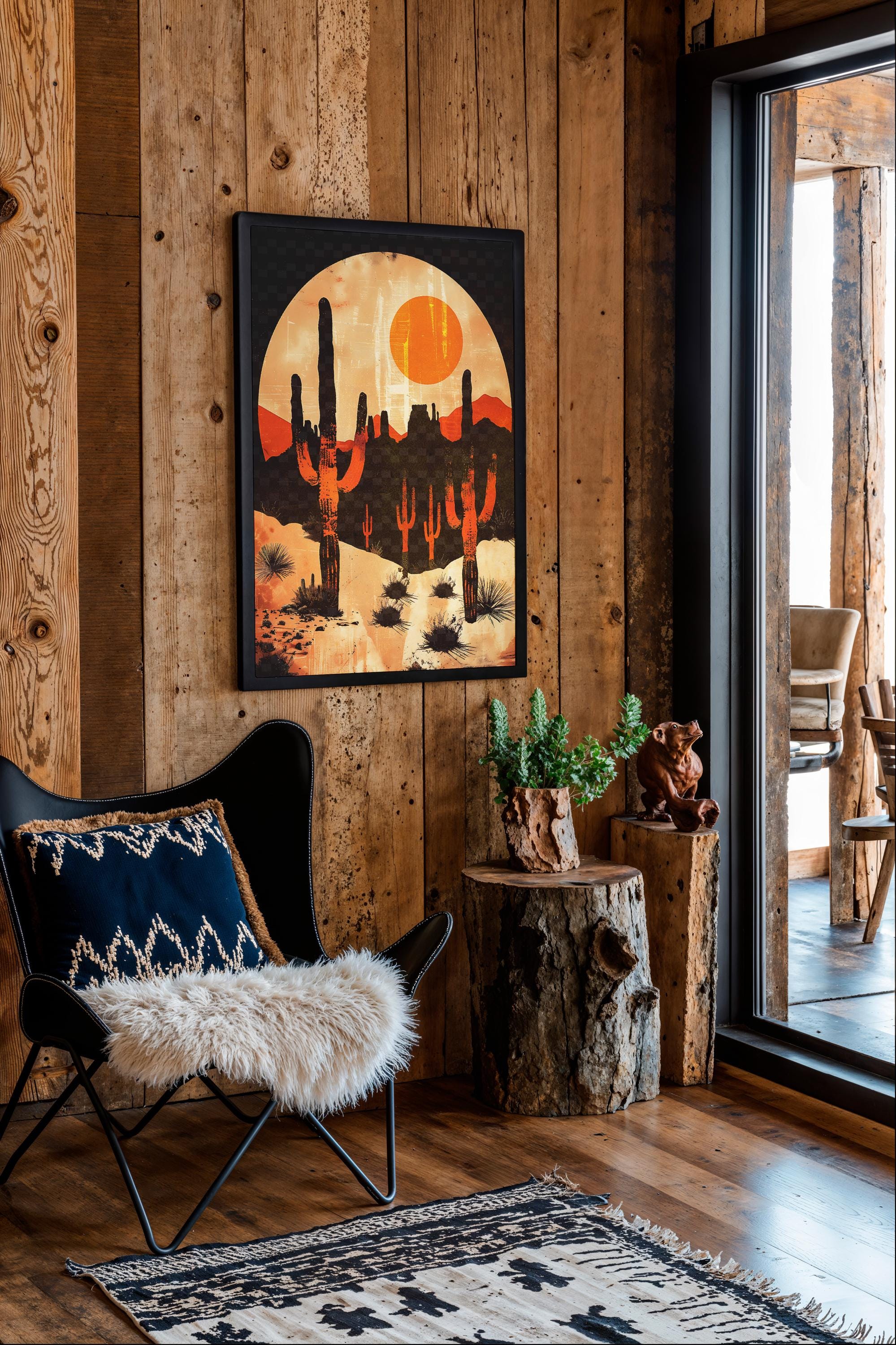 Rustic Cactus Desert Wall Art Print – Southwestern Vintage Western Home ...