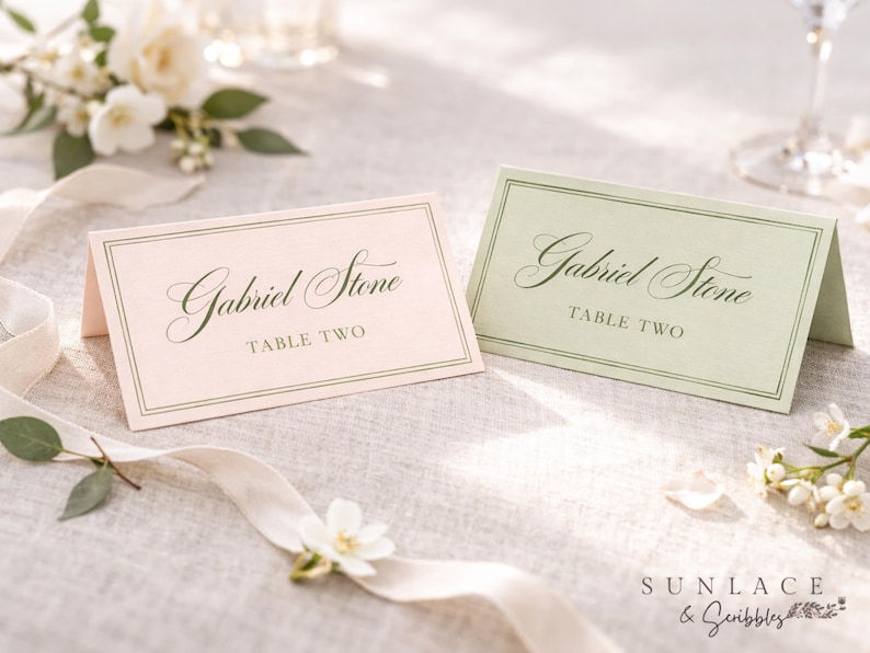 Rainbow Pastel Wedding Reception Essentials Bundle: Place Cards, Table ...