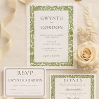 WEDDING INVITE SET | Scallop Wavy Edge Wedding Invite | Editable ...