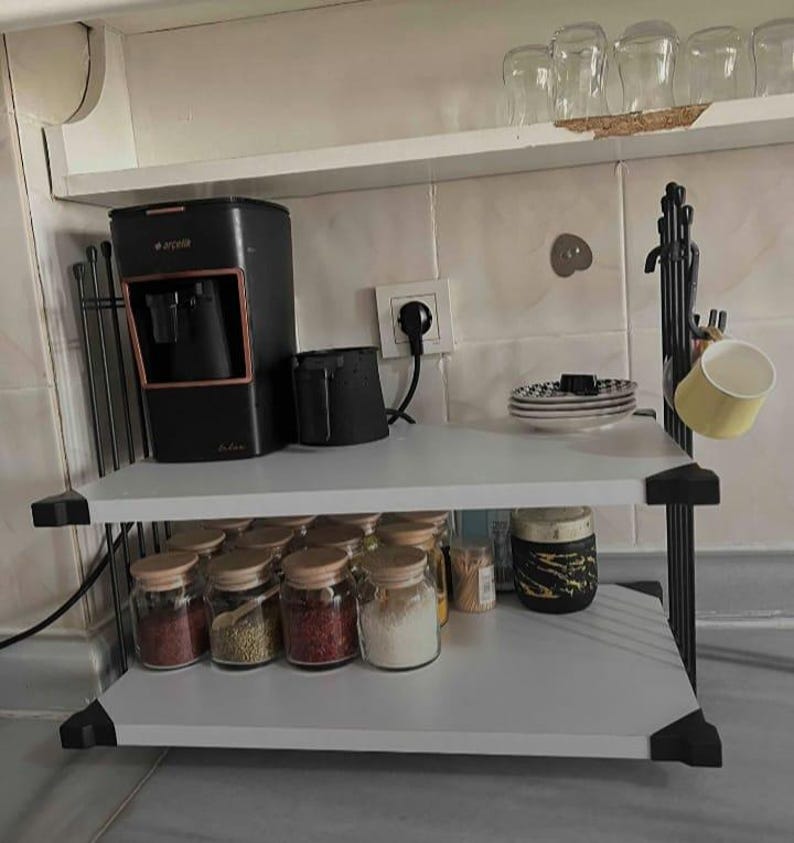 White Coffee Machine Shelf – Two-tier Countertop Coffee Corner ...