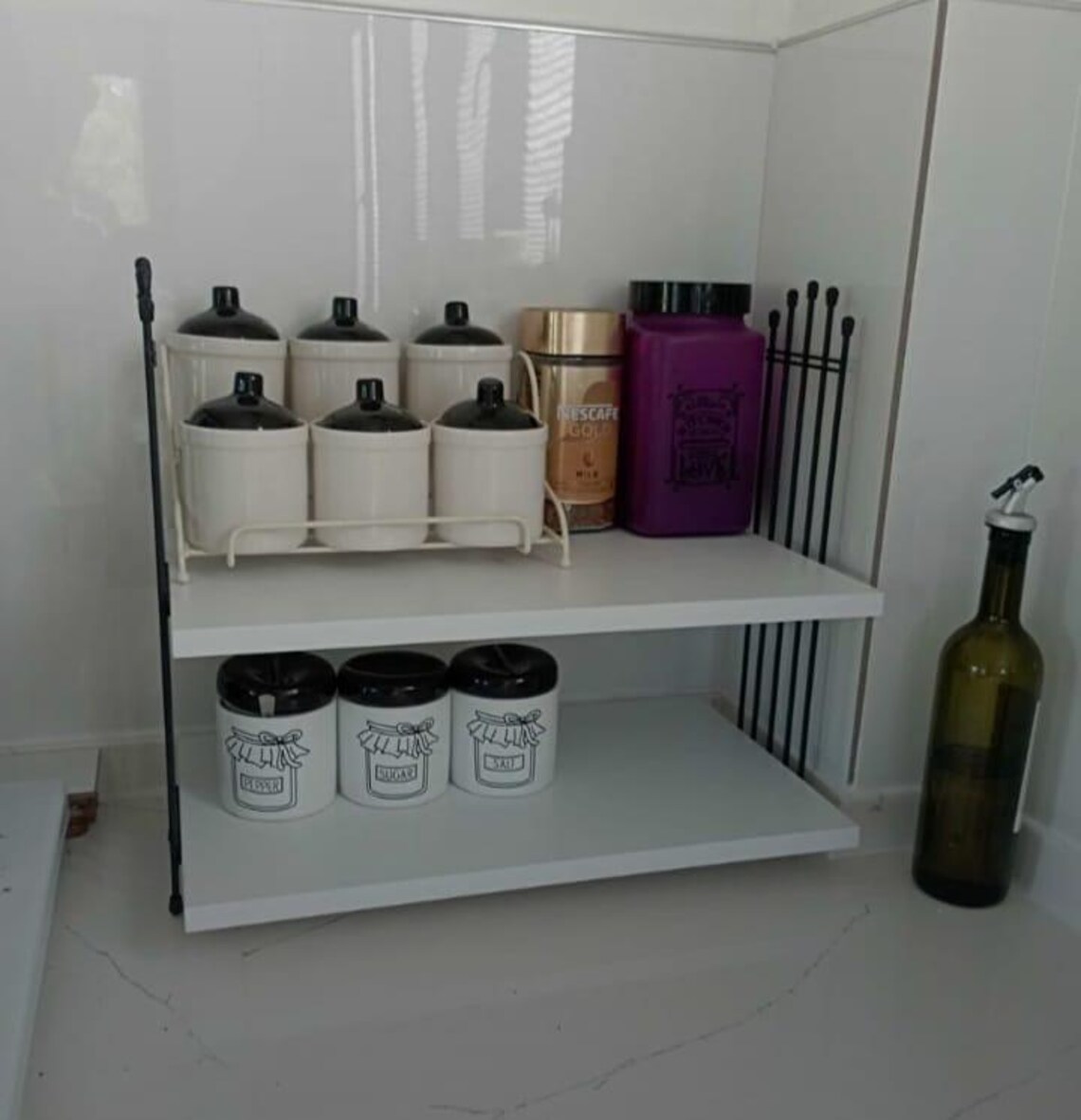 White Coffee Machine Shelf – Two-tier Countertop Coffee Corner ...