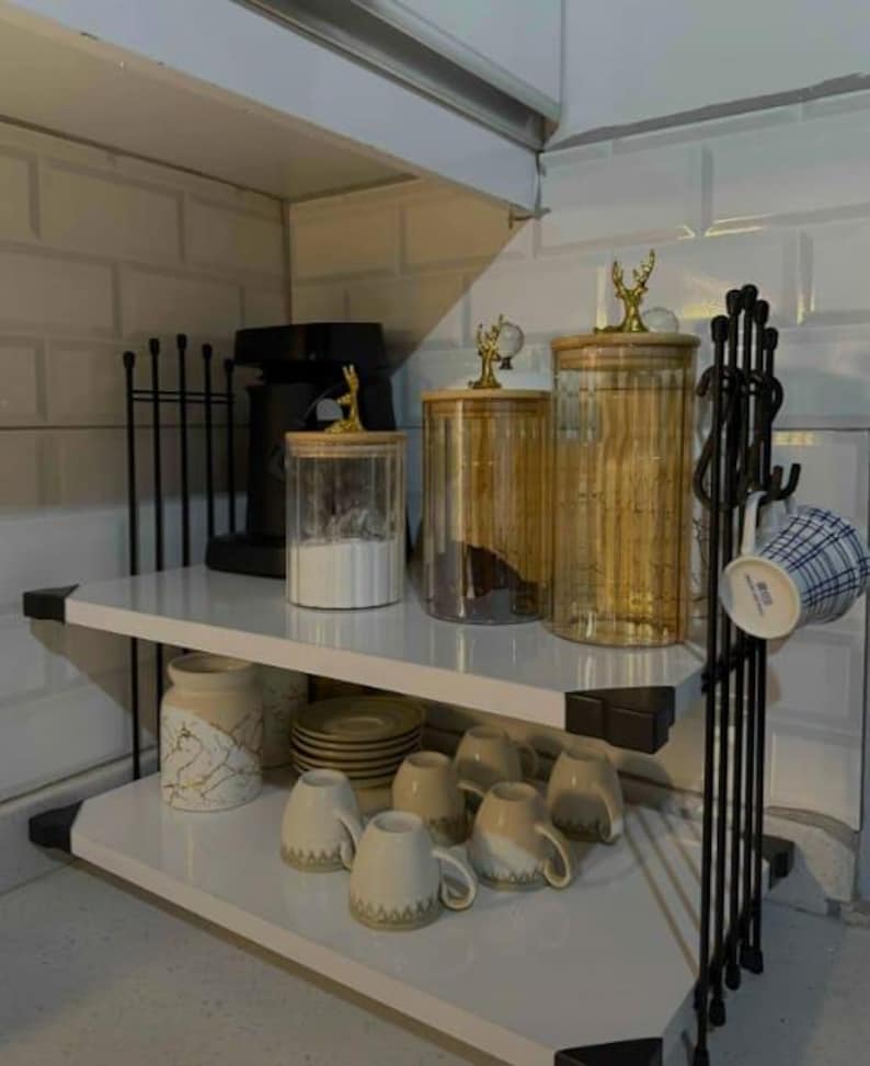 White Coffee Machine Shelf – Two-tier Countertop Coffee Corner ...
