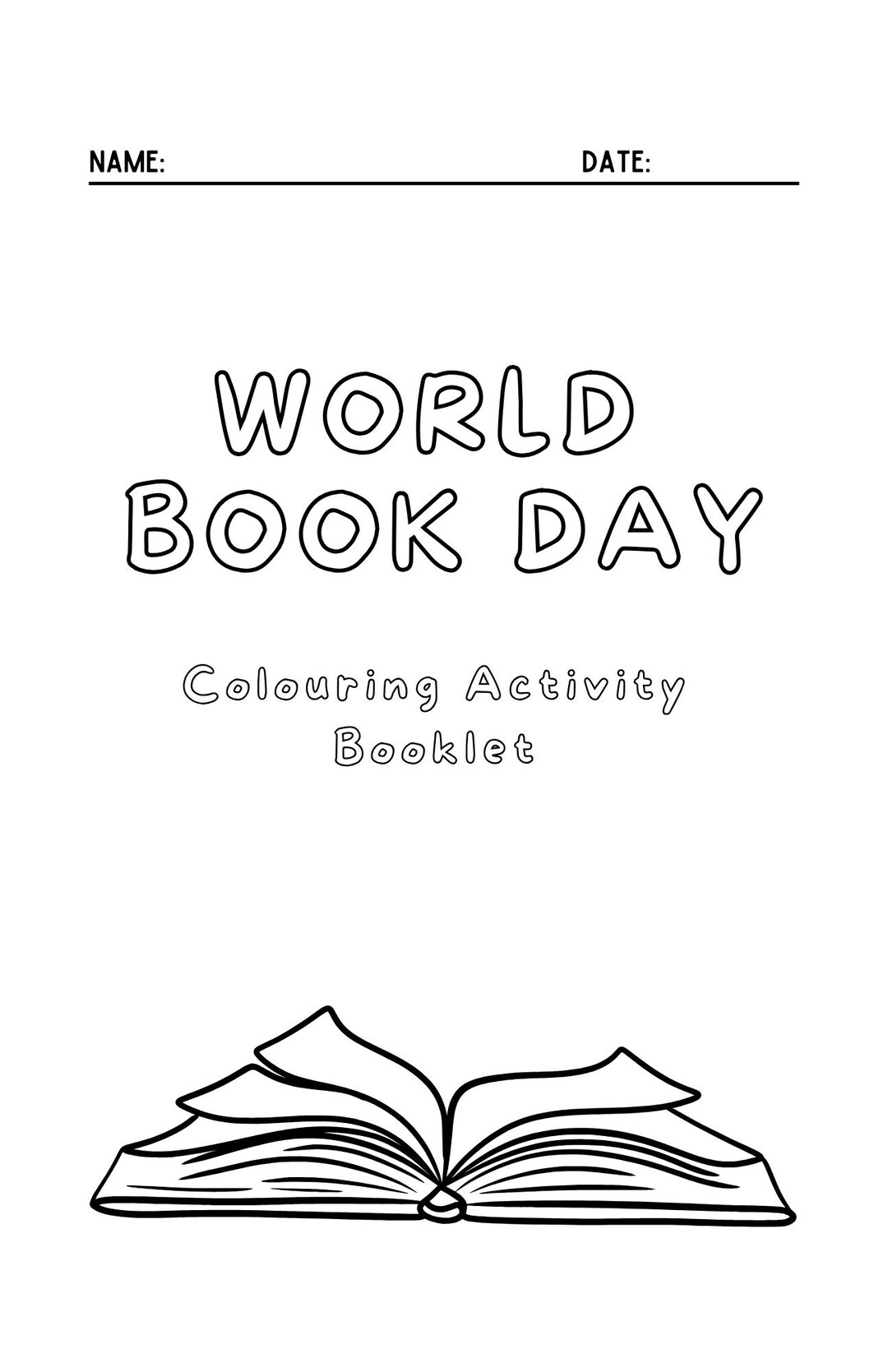 World Book Day Activity Coloring Book in Simple Bold (digital Download ...
