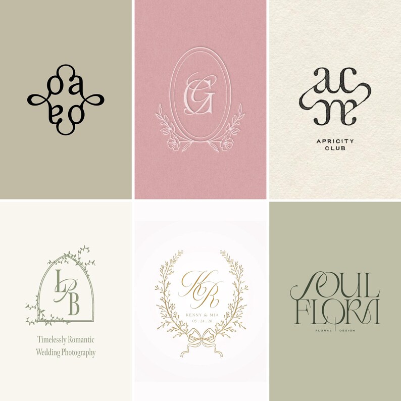 Custom Monogram Logo Design | Luxury Monogram Logo | Minimalist Wedding ...