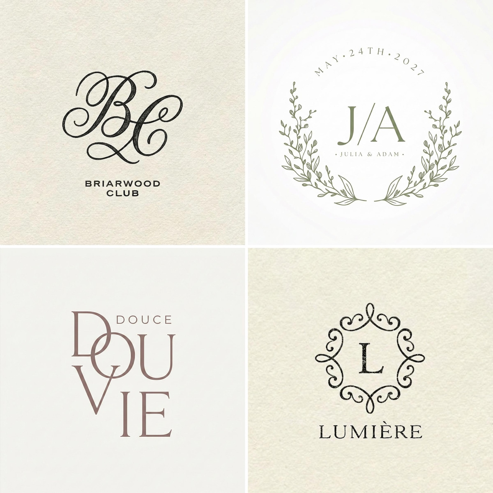 Custom Monogram Logo Design | Luxury Monogram Logo | Minimalist Wedding ...