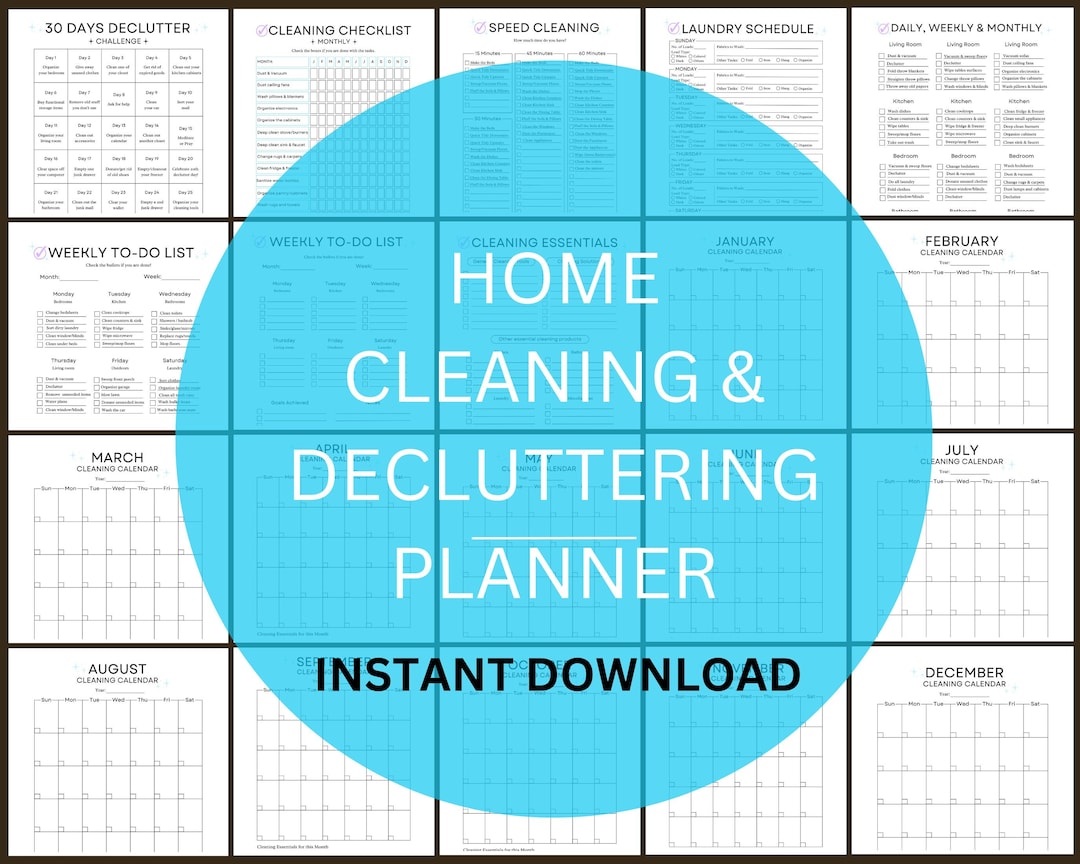 PRINTABLE: Home Cleaning & Decluttering Planner-50 Pages DIGITAL ...