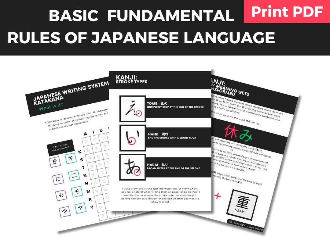 Japanese Language Basics: Hiragana, Katakana, Kanji Workbook - Etsy