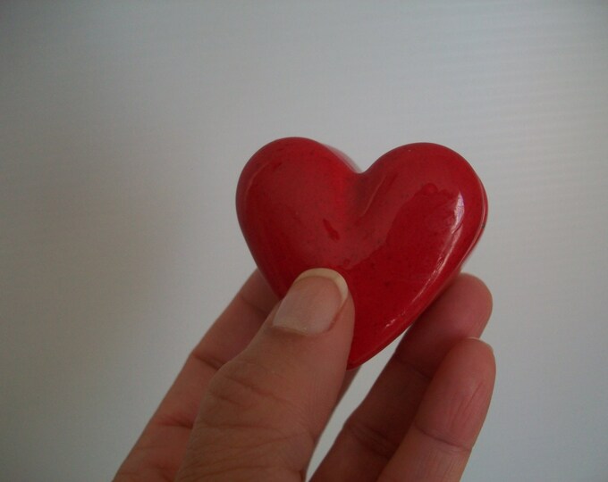 Small Ceramic Red Heart . Red Heart Trinket Box . Handmade Heart ...