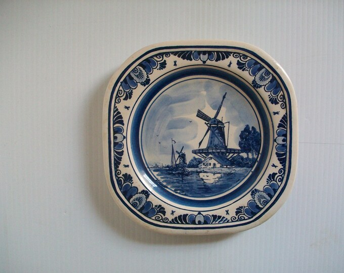 Collectible Delfts Blue Square Rounded Wall Plate Rare - Etsy