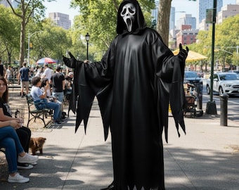 Leather Scream Ghostface Robe, Black Scream Cosplay Costume, Scream ...