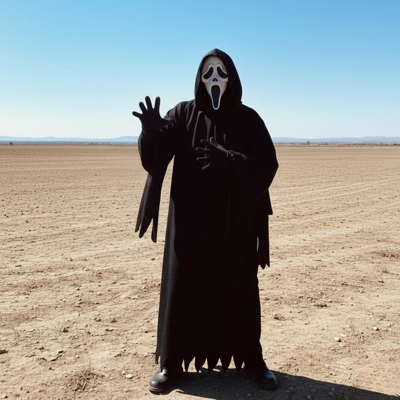 Scream Robe, Black Ghostface Robe, Halloween Scream Cosplay Robe ...