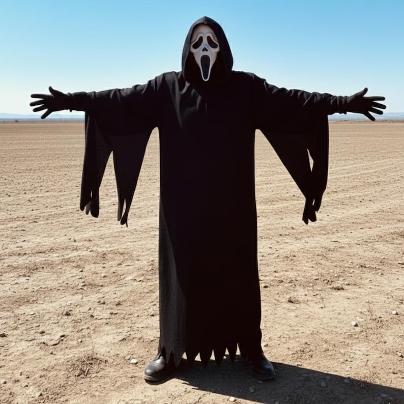 Scream Robe, Black Ghostface Robe, Halloween Scream Cosplay Robe ...