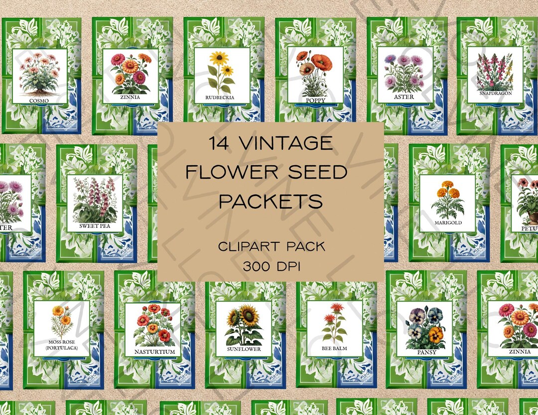 Vintage Flower Seed Packet Templates: Cottagecore Garden Envelopes (PDF ...