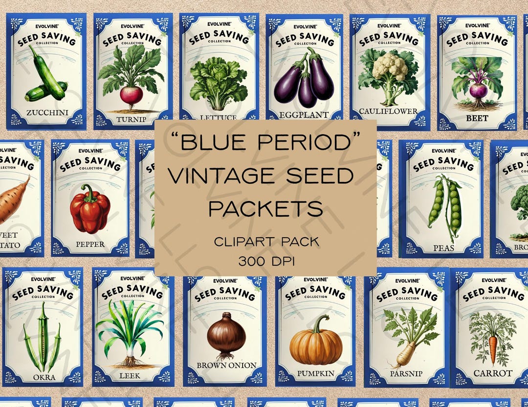 Vintage Vegetable Seed Packet Printables: Botanical Blue Designs ...