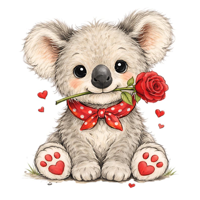Whimsical Valentine Zoo Animals Clipart Set: Romantic Character Bundle ...