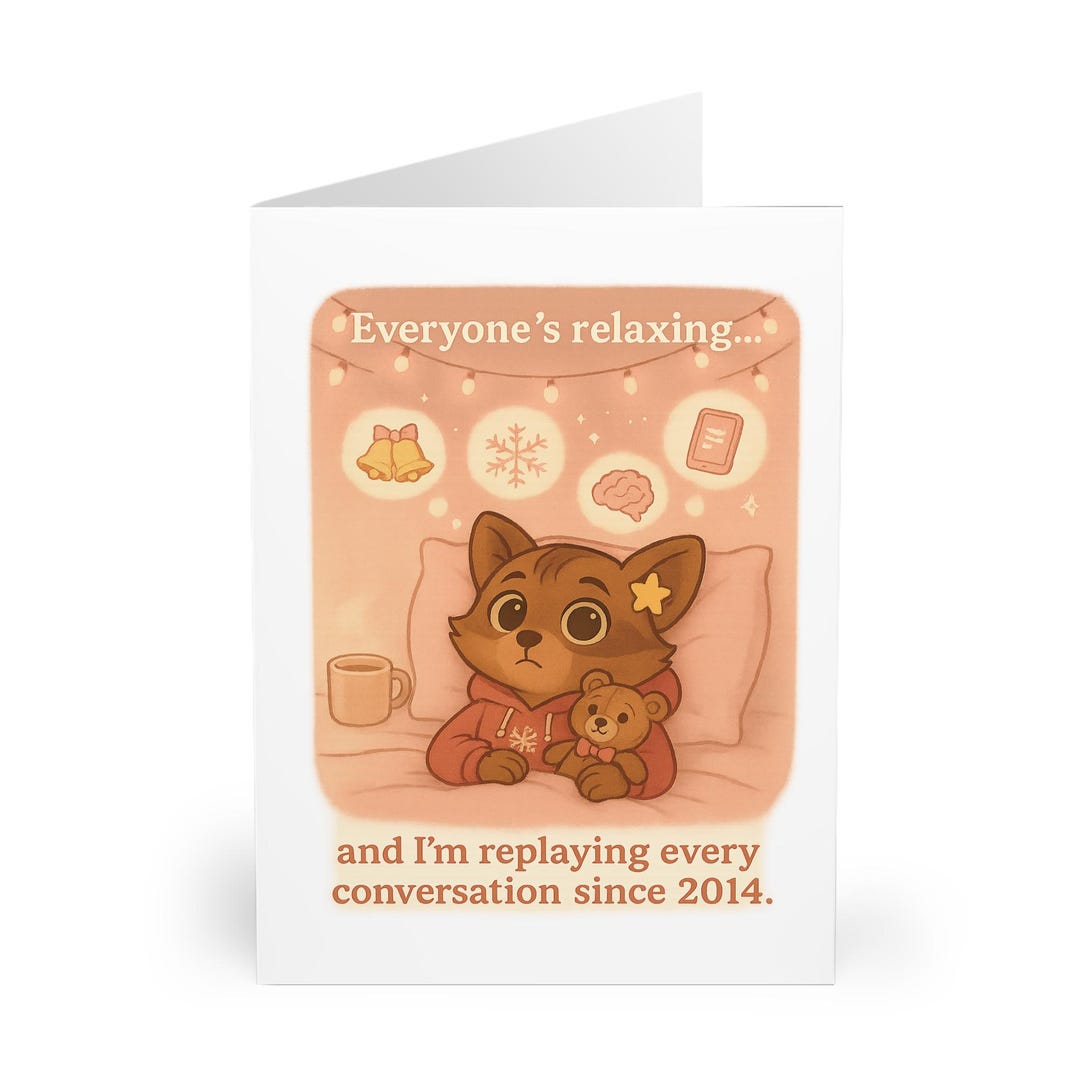Funny ADHD Christmas Card Set: Overthinking Raccoon (pack of 5) - Etsy