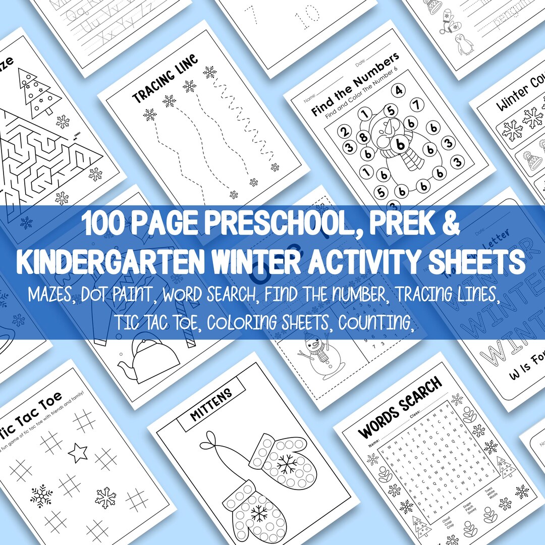 Preschool Winter Activity Sheets Pre-k Winter Morning Basket 100 Pages ...