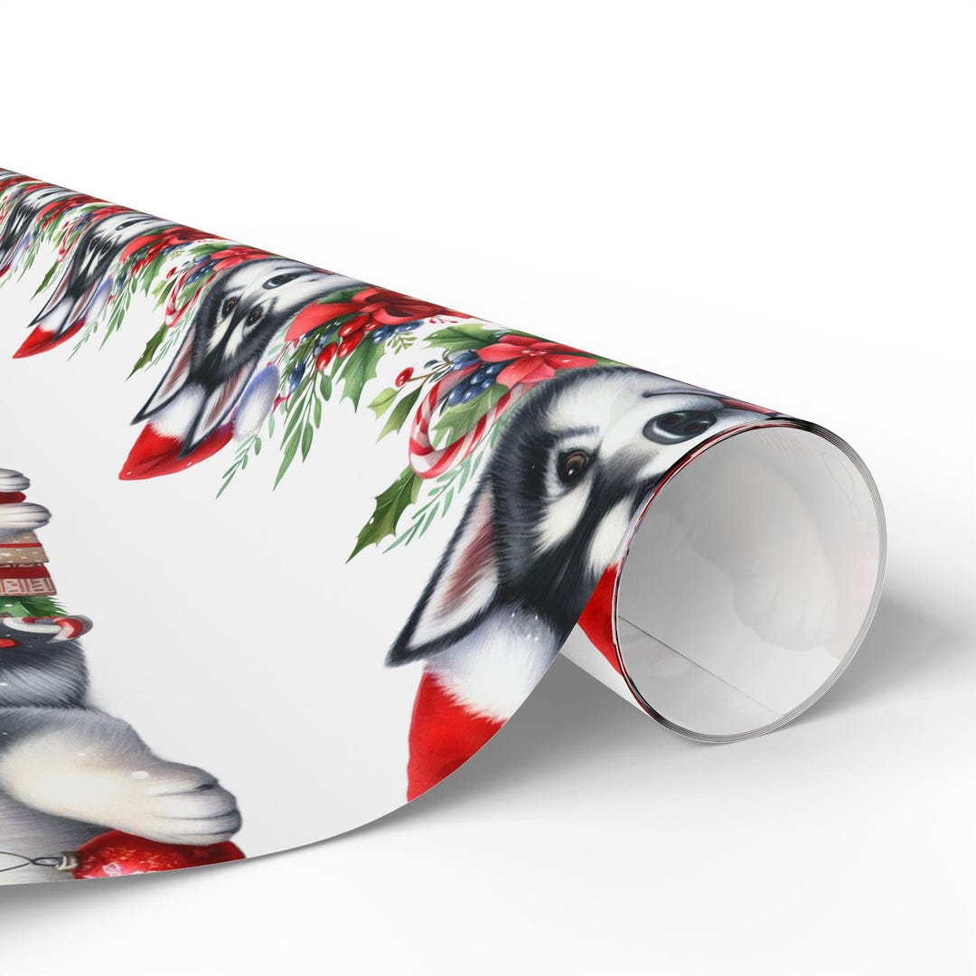 Festive Husky Wrapping Paper, Holiday Gift Wrap, Christmas Wrap, Pet ...