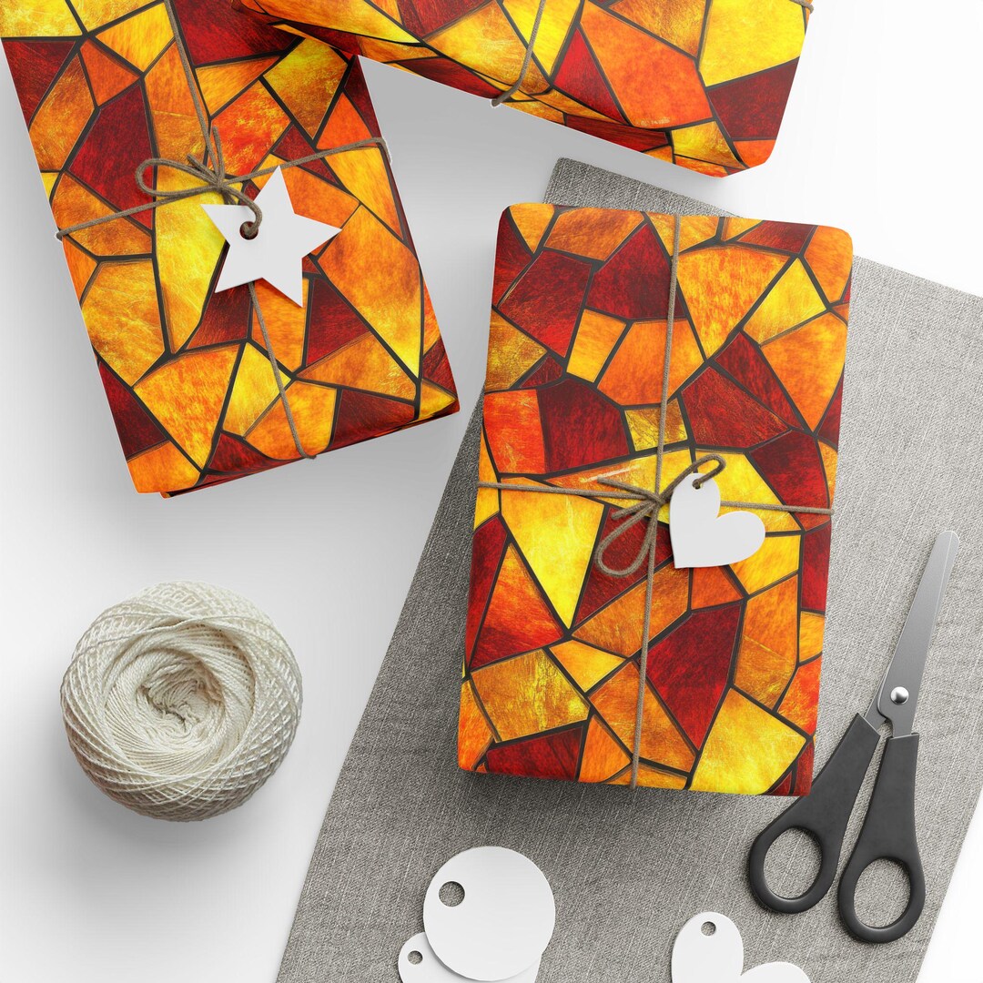 Stained Glass Wrapping Paper, Vibrant Geometric Gift Wrap - Etsy