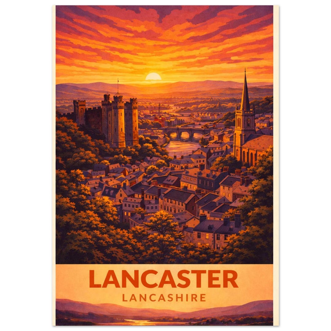 Lancaster Wall Art Print – Lancashire Historic City Travel Poster, A2 ...