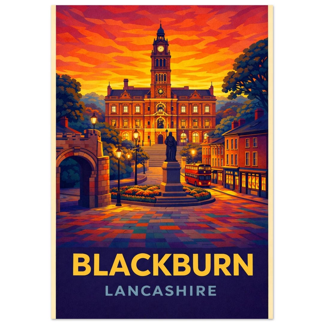 Blackburn Wall Art Print – Lancashire Town Travel Poster, A2 A3 A4 - Etsy