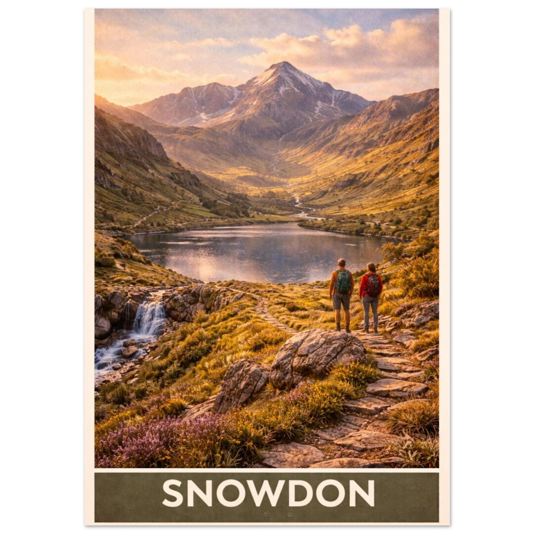 Snowdon Wall Art Print – Welsh Mountain Travel Poster, A2 A3 A4 - Etsy