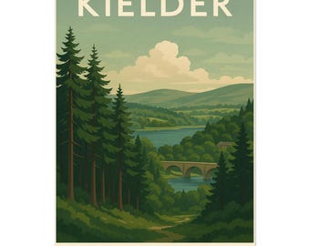 Kielder Water and Forest Park Travel Poster, Northumberland Print ...