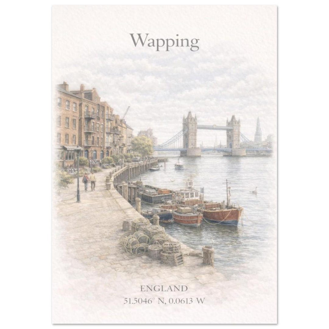 Wapping Print | London Wall Art | Travel Poster | UK Art Print - Etsy UK