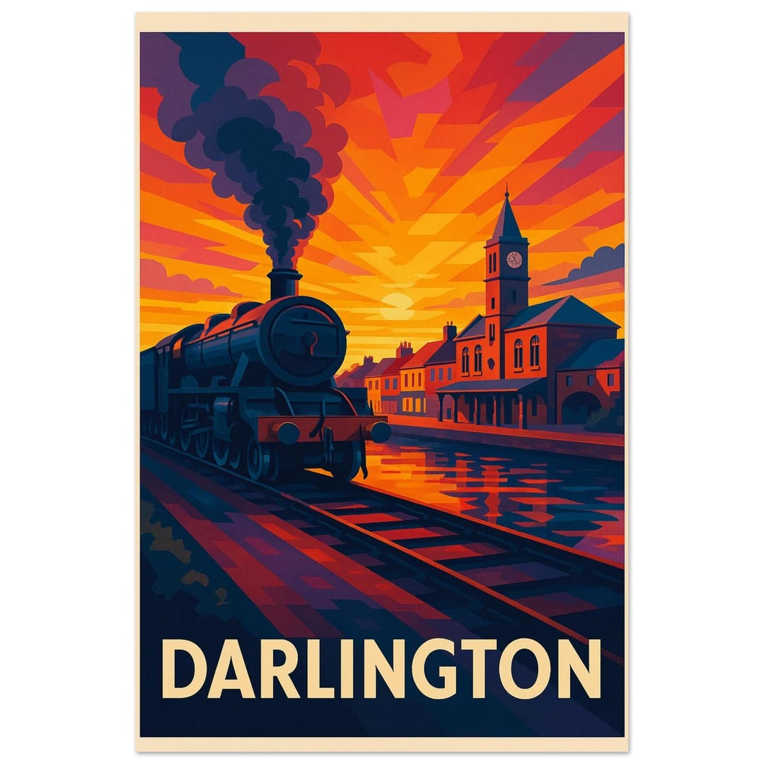 Darlington Railway Art Print | Vintage Travel Poster - Etsy