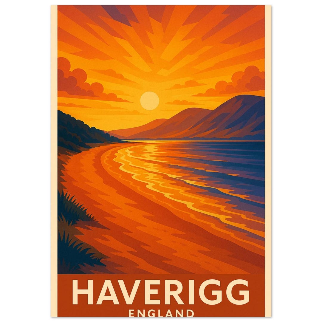 Haverigg Wall Art Print – Cumbria Coastal Village Travel Poster, A2 A3 ...