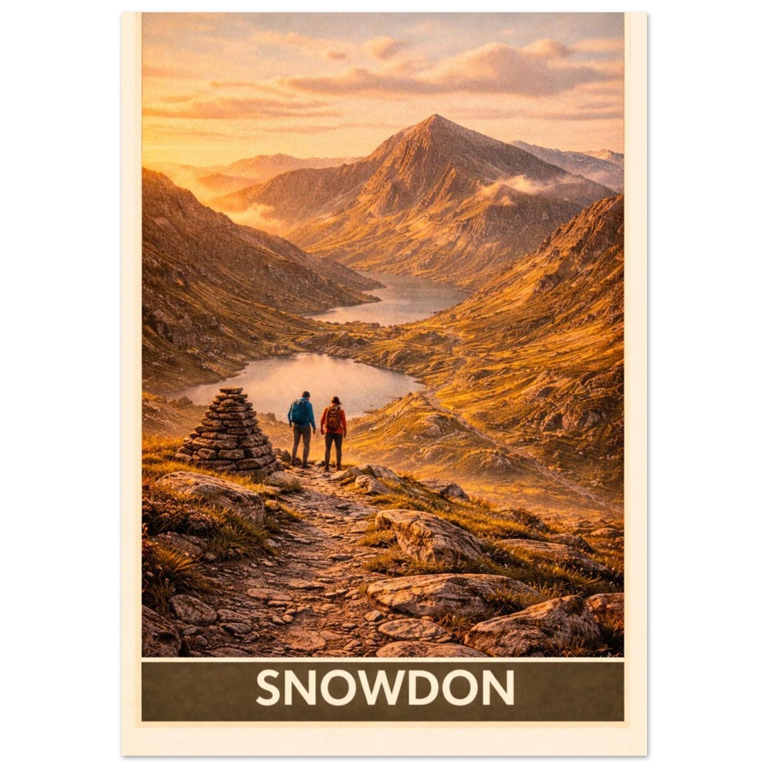 Snowdon Wall Art Print – Welsh Mountain Travel Poster, A2 A3 A4 - Etsy