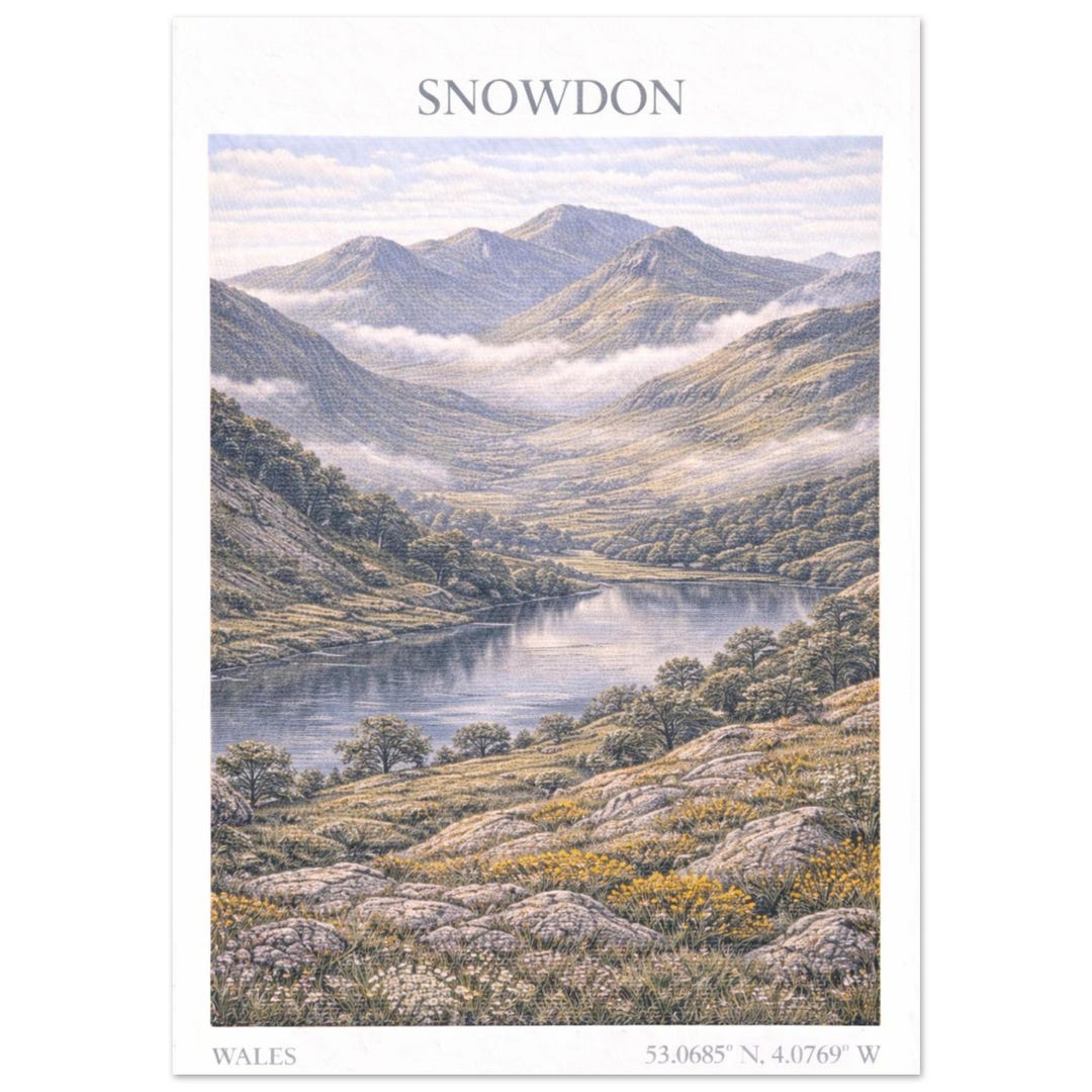 Snowdon Wall Art Print – Snowdonia Mountain Travel Poster, A2 A3 A4 - Etsy