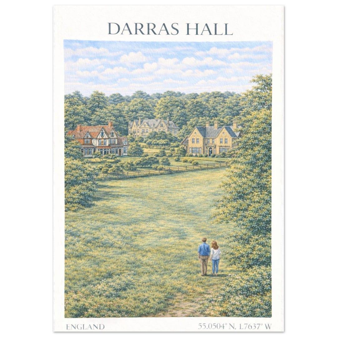 Darras Hall Wall Art Print – Northumberland Village Travel Poster, A2 ...