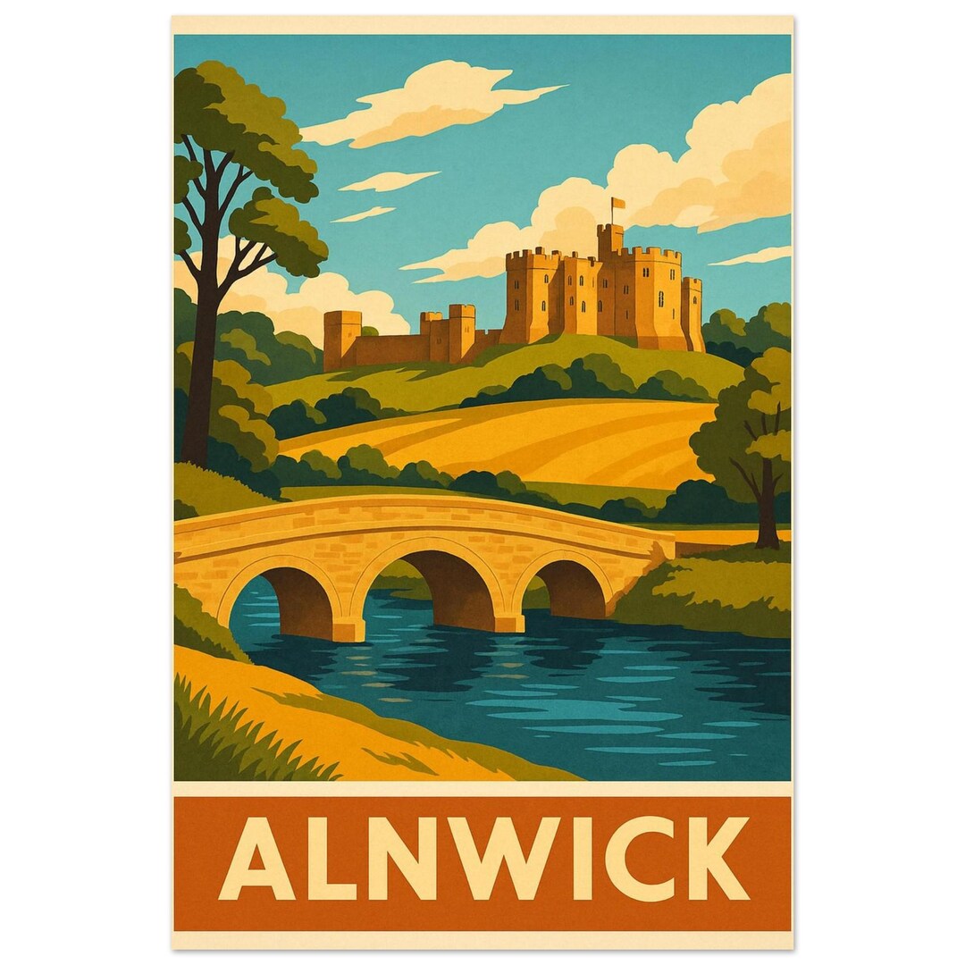 Alnwick Castle Art Print | Vintage Travel Poster - Etsy
