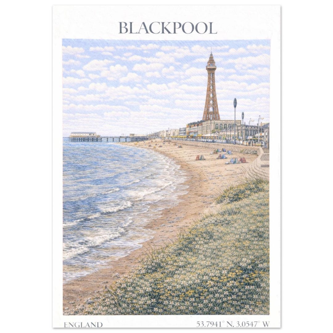Blackpool Wall Art Print – Lancashire Seaside Resort Travel Poster, A2 ...