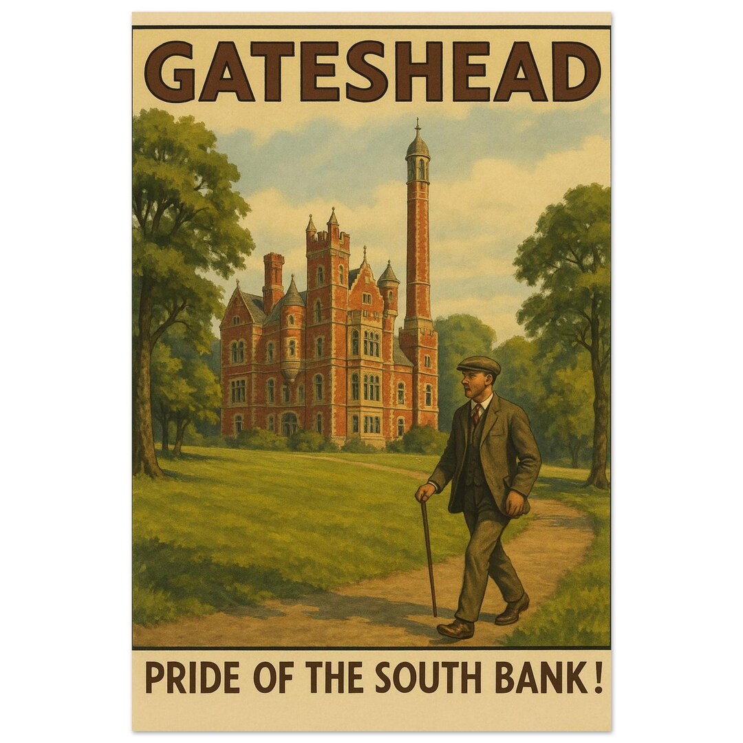 Vintage Gateshead Art Print | Retro Travel Poster Style - Etsy