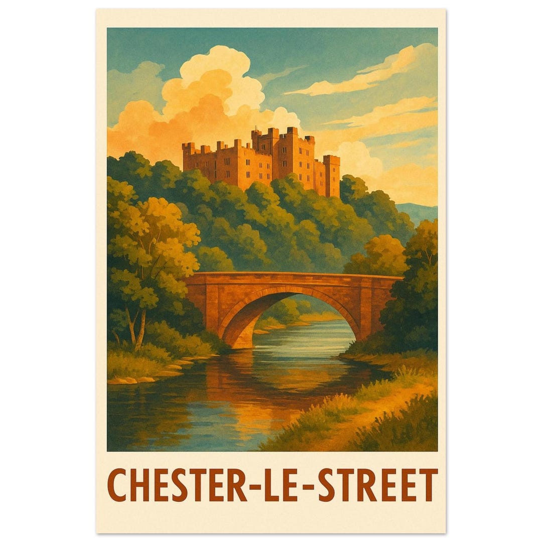 Chester-le-street Art Print | Vintage Travel Poster, Lumley Castle - Etsy