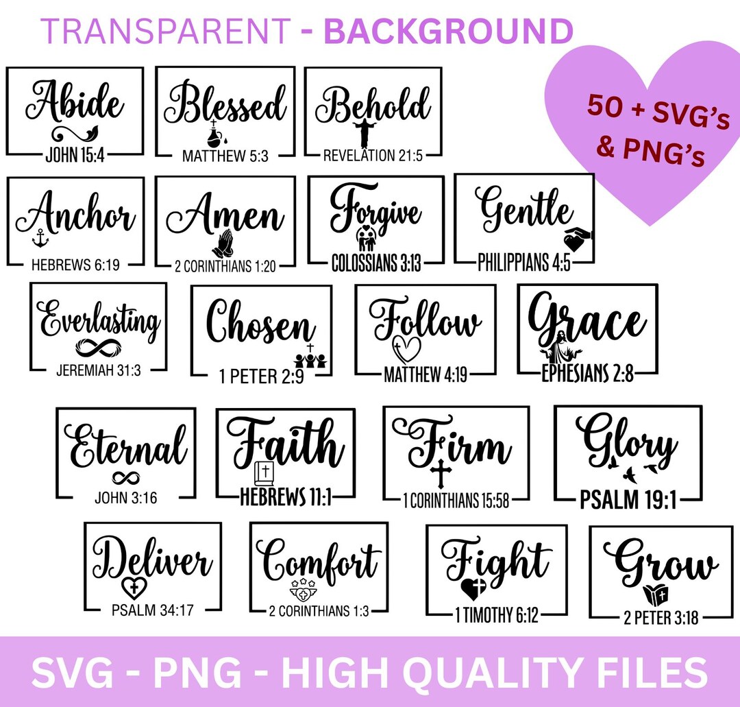 Bible Verses Bundle SVG, Scripture ,bible Quotes, Religious ,christian ...