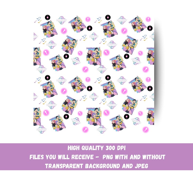 Huntrix Demon Hunters Printable Scrapbook Paper, Seamless Patterns PNG ...