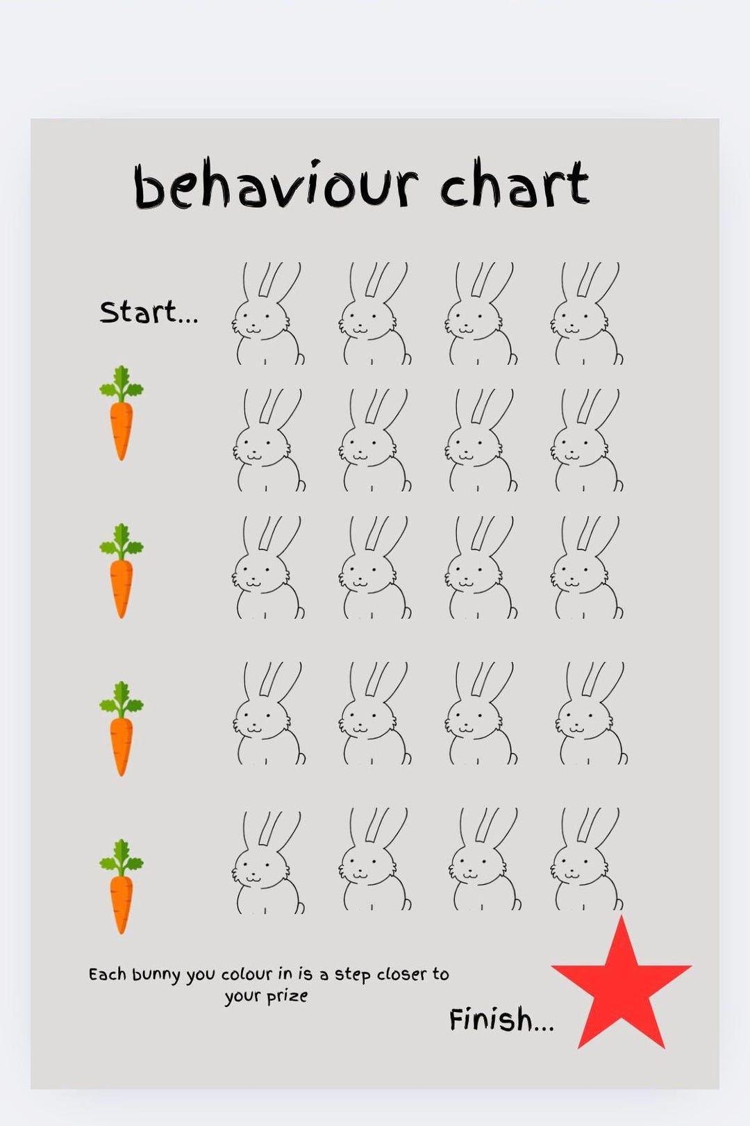 Bunny Behavior Chart: Kids Reward System,positive Reinforcement - Etsy