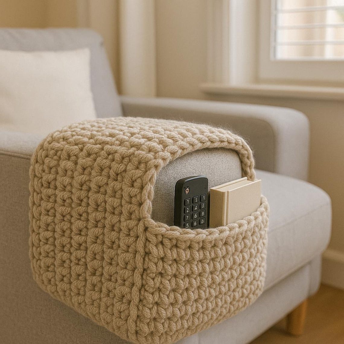 Sofa Organizer Crochet Pattern | Remote Holder & Storage Pocket | Easy ...
