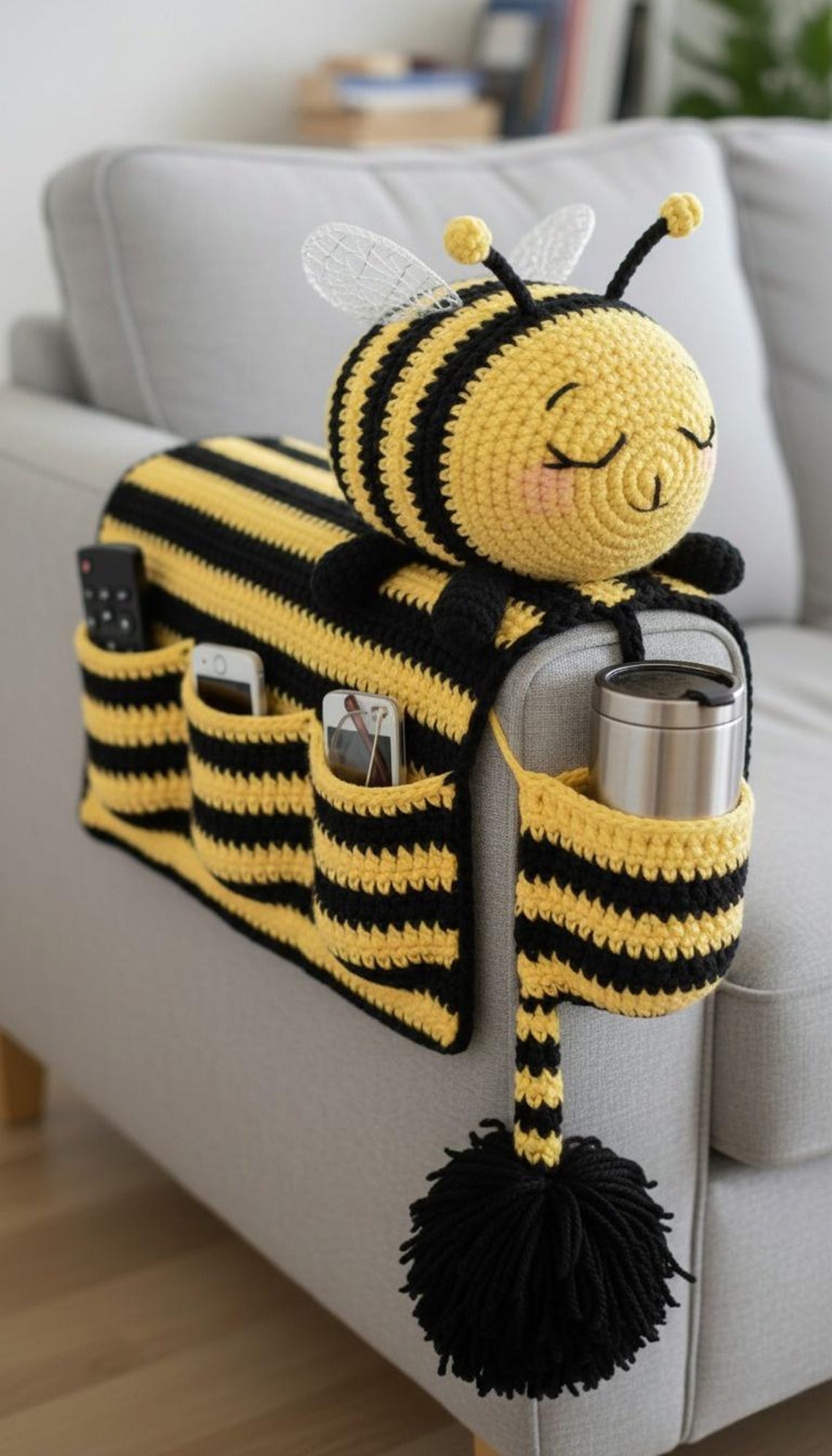Sofa Organizer Crochet Pattern | Arm Rest Organizer| Bee Home Decor|diy ...