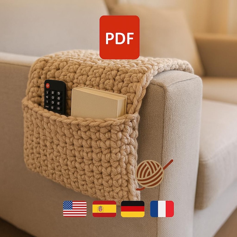 Sofa Organizer Crochet Pattern | Remote Holder & Storage Pocket | Easy ...