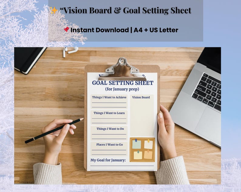 Printable Vision Board & Goal Setting Sheet (PDF) - Etsy