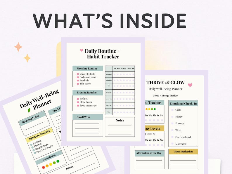 Thrive & Glow Daily Well-being Planner • Simple Self Care Routine ...